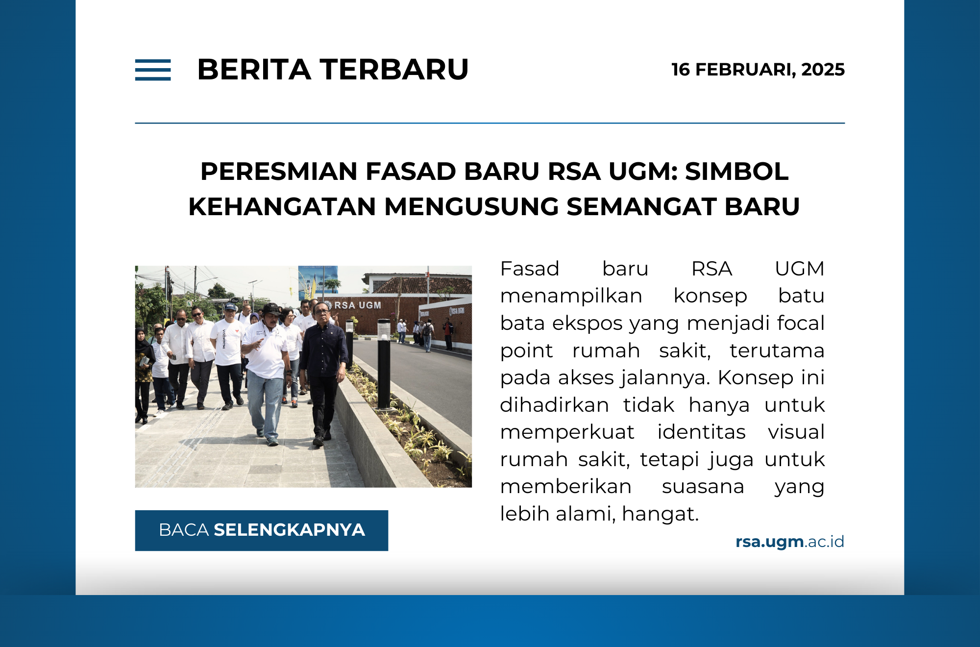 Peresmian Fasad Baru RSA UGM: Simbol Kehangatan Mengusung Semangat Baru ...