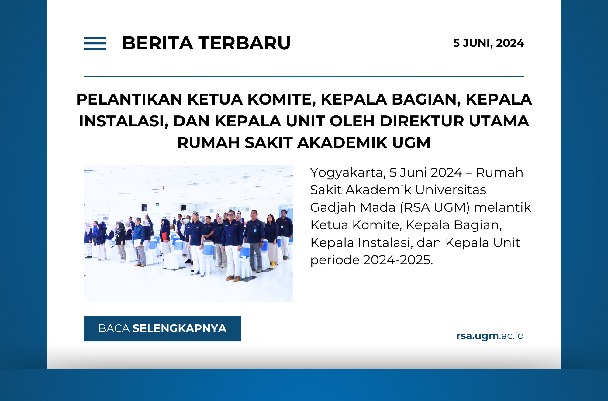 Pelantikan Ketua Komite, Kepala Bagian, Kepala Instalasi, dan Kepala ...