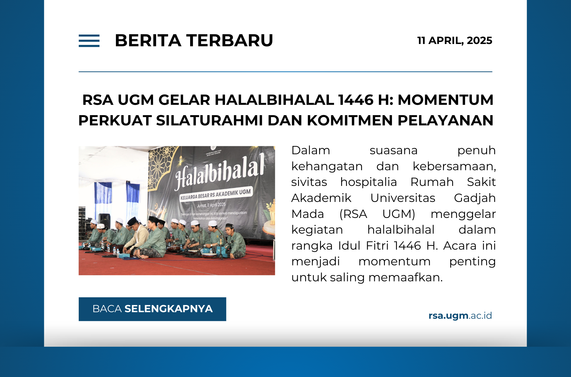 RSA UGM Gelar Halalbihalal 1446 H: Momentum Perkuat Silaturahmi Dan ...