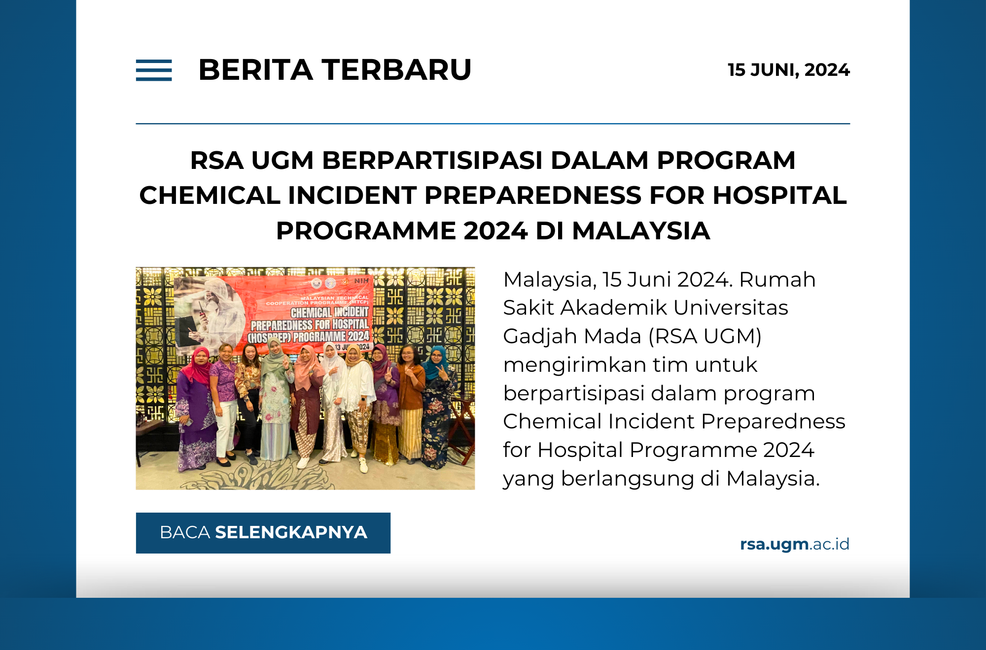 RSA UGM Berpartisipasi dalam Program Chemical Incident Preparedness for ...